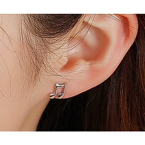 925 Sterling Silver Music Notes Earrings-Lady Love Earrings (Allergy-Prevention) Jewelry for Women