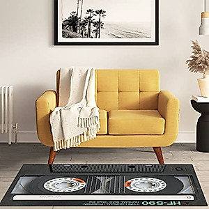 GUBIYU Music Record Black Area Rug Runner Music Carpet for Bedroom Living Room Classroom Study Playing Non-Slip Floor Mat Carpet Cool Rug Music Room Decor for Men Home Decor Rugs 23.6x59 Inches