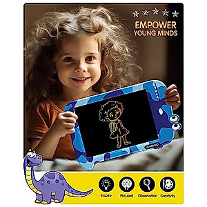 VNVDFLM 8.8 Dino LCD Writing Tablet for Kids Doodle Board Drawing Pad Birthday Gifts for 3 4 5 6 7 8 Year Old Boys and Girls (Blue Camo)