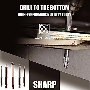 YRJHF 5/7PCS Efficient Universal Drilling Tool, Titanium Combination Drill Tap Bits Set, Triangle Drill Bit, Glass, Tile and Concrete Drill Bit, Multifunctional Cross Alloy Drill Bit Tip Tools (7PCS)