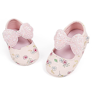 Meckior Infant Baby Girls Boys Handmade Princess Flats Toddler First Walkers Soft PU Leather Non-Slip Crib Wedding Dress Shoes