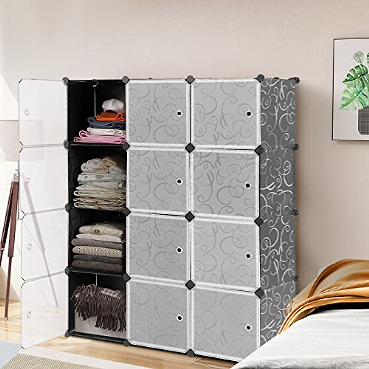 HAPPYGRILL Portable Closet Wardrobe Clothes Cabinet Bedroom Armoire DIY Storage Organizer Cubes for Bedroom Travel