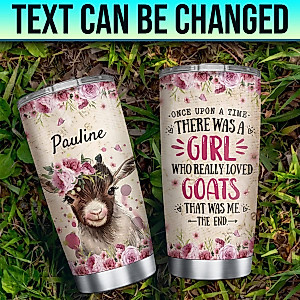 Wassmin Personalized Goat Tumbler Cup With Lid 20oz 30oz Animal Stainless Steel nsulated Tumblers Coffee Travel Mug Custom Name Birthday Christmas Goats Cups For Women Kids