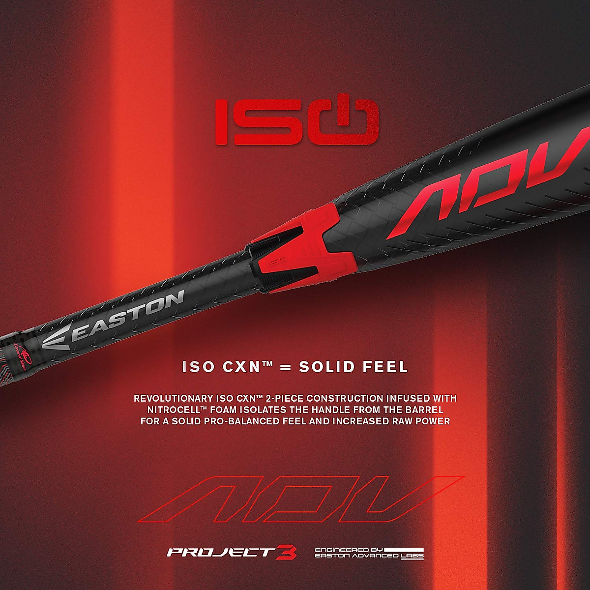 EASTON Project 3 ADV -3 BBCOR Baseball Bat | 31 inch / 28 oz | 2019 | 2 Piece Composite | iSO CNX | Launch Comp Barrel | Power Boost Knob | Speed End Cap