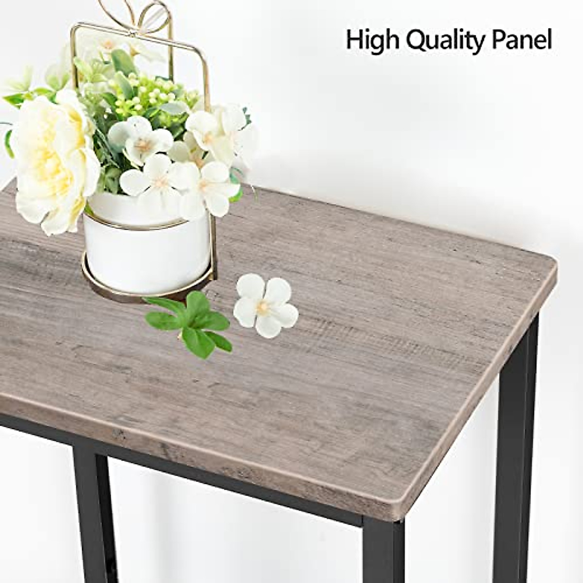 ALLOSWELL Console Table with Power Outlet, 63" Narrow Sofa Table and Bar Stools Set, Rectangular Industrial Bar Chairs, CTHG16E01-BAHG0101