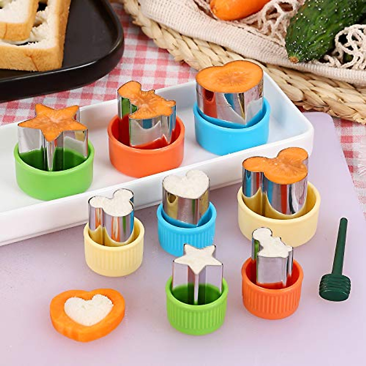 Vegetable Cutter Shapes Set Mini Sizes Cookie Cutters Set Fruit Cookie Pastry Stamps Mold Food Decorative Kids Baking and Food Supplement Tools (24pcs cutters）