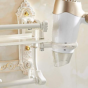 HYJMJJ Wall Mounted Coat Rack, Wall Mounted Space Aluminum Foldable Bathroom Shelves Storage Rack with Hook, Single Rod Towel Rack，Not Fade Multifunction Cosmetic Storage Rack,for Home Kitchen