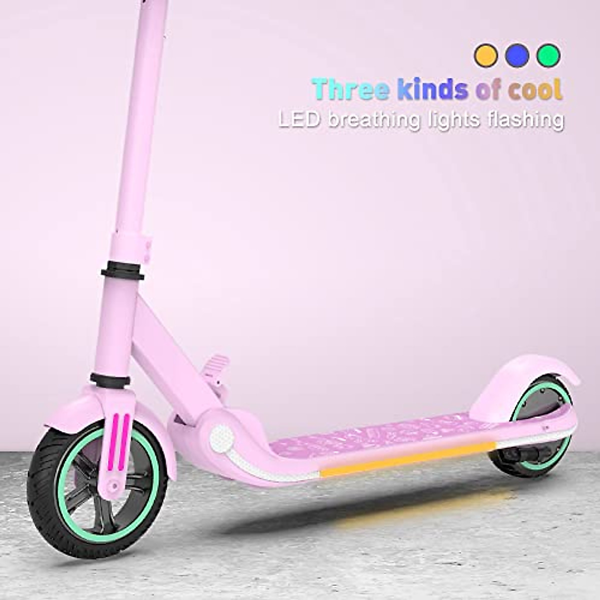 Qmwheel M2 Pro Kids Electric Scooter Smart LED Display, Adjustable Height,150W Motor 3-10mph Speed Limit, Colorful Deck Lights,Rear Foot Brake, Safety Electric Scooter for Kids Age 6-13.