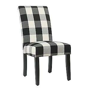 Meadow Lane Black Plaid Parsons Dining Chair - Set of 2, Wood