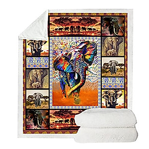 Elephant Blanket Super Soft 3D African Elephant Walking Throw Blankets for Couch Living Room Bed Adult and Teenager All Seasons Warm 51"x 59"