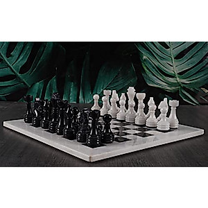 RADICALn 15 Inches Handmade White and Black Weighted Full Chess Game Set - Staunton and Ambassador Style Marble Tournament Chess Sets for Adults