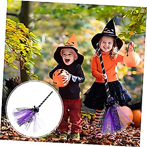 Gogogmee 1pc Wizard Broom Accessories Witch Broom Spiderweb Witch Hat and Broom Halloween Flying Broom Witch Light up Broom Kid Broom Witch Broom Halloween Prop Broom Purple Plastic