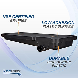 RecPro 44.5 Gallon Black Waste Water RV Holding Tank Right Side Drain 63" x 25" x 9 1/8" | Fitting Kit Included | Made in America