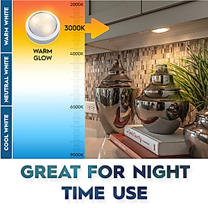 Brilliant Evolution Tap Light Push Lights 6pk w/Batteries + Remote, LED Stick On Lights Under Cabinets Battery Puck Lights with Remote - Under Counter Lighting Wireless Closet Kitchen Night Lights