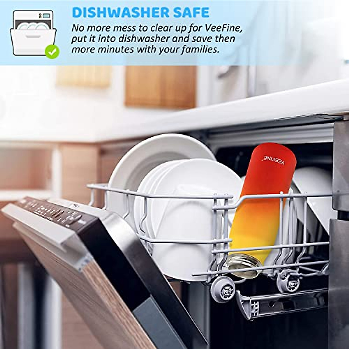 VeeFine Insulated Water Bottle Dishwasher Safe Metal Water Bottle BPA-Free Stainless Steel Water Bottles 20/32/40oz Reusable Thermos for Hiking Camping and School