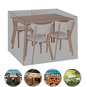 WZDD Patio Table Set Cover 51”x51”28”, Garden Furniture Covers Waterproof, Black Patio Covers for Outdoor Furniture, 420D Oxford Fabric Windproof & UV Protection Furniture Covers