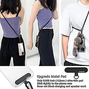 Cell Phone Lanyard, Universal Adjustable Detachable Nylon Crossbody Lanyard,Necklace Lanyard & Wrist Strap with Phone Patch for All Smartphones-7mm Thick (Black, 120cm)