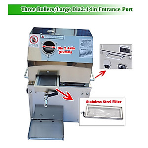 INTBUYING Sugarcane Juicer Electric Sugar Cane Press Machine W/3 Stainless Steel Rollers 2 Knives Sugarcane Extractor Machine Commercial Sugarcane Ginger Juice Mill Machine 110V 660LB/H