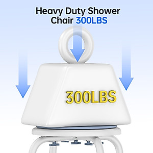 Delog 360 Degree Rotating Shower Chair 300lb, Swivel Shower Stool for Inside Shower Tool Free Adjustable Shower Seat Tub Chair and Small Bathtub Seat Bench with Anti-Slip Rubber Tips
