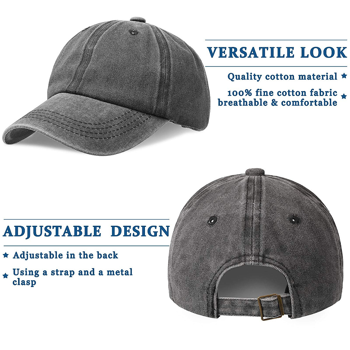 4 Pieces Kids Baseball Hats Distressed Washed Toddler Plain Baseball Caps Adjustable Summer Trucker Hats for Boys Girls