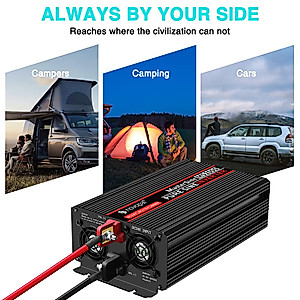 Novopal Power Inverter Pure Sine Wave 2000 Watt 12V DC to 110V/120V AC Converter- 4 AC Outlets Car Inverters with One USB Port,16.4Ft Remote Control-Peak Power 4000 Watt
