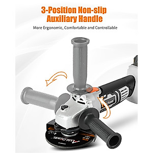 AVID POWER Cordless Angle Grinder with 4-pole Motor, 20V Cordless Grinders Tools w/3.0A Battery & Fast Charger, 4-1/2 Inch Grinding Wheels, Cutting Wheels, Flap Discs and Auxiliary Handle - Grey