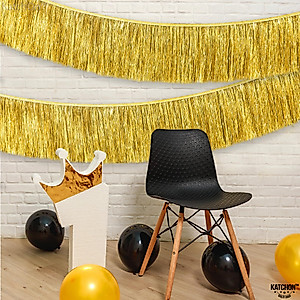 KatchOn, Pack of 2 Gold Fringe Banner - 6.5 Feet | Gold Fringe Garland, Golden Birthday Party Decorations, Gold Streamers Party Decorations | Happy New Year Backdrop, New Years Eve Party Supplies 2025