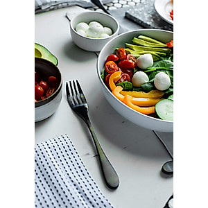 KNORK Original Stainless Steel Metal Utensils Titanium Coated Stainless Fork, 4 Piece Set, Matte Black