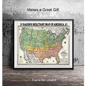 Civil War Memorabilia - The Civil War - American Civil War Poster - 8x10 Southern States Confederacy Vintage Map Replica - The Confederate Secession - Americana - American US Map - Historic Wall Art