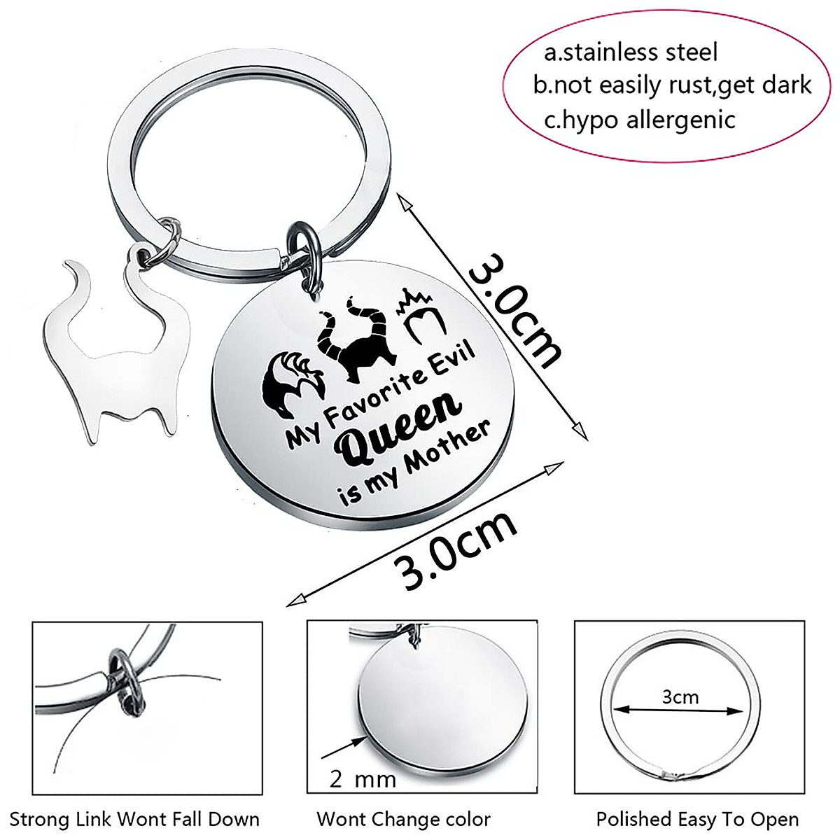 TGBJE Villains Evil Queen Gift My Favorite Evil Queen is my Mother Keychain Villains Gift Witches Gift Movie Inspired Gift (evil queen kc)