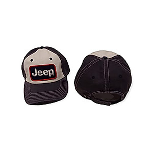 Jeep Premium Embroidered-Patch hat Washed, Heavyweight Chino Twill White/Charcoal/Navy