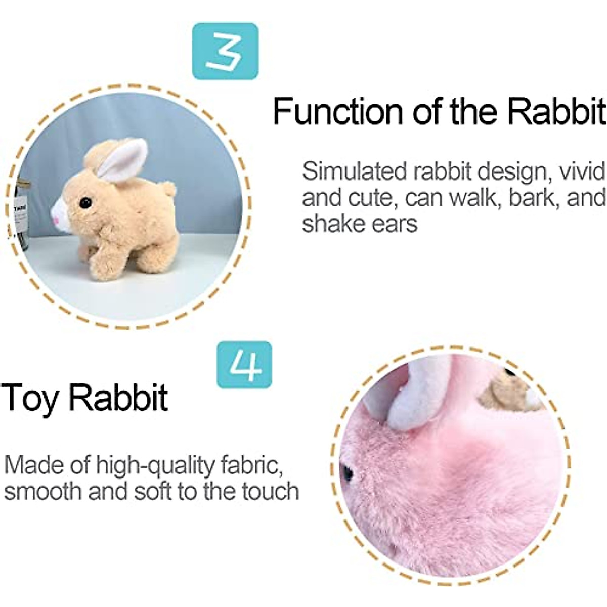 Rowlinnsky Interactive Bunny Toys for Kids, Bunny Toys Educational Interactive Toys Bunnies Can Walk and Talk, Interactive Bunny Toys for Kids, Plush Stuffed for Children Kids Gift (1pc pink)