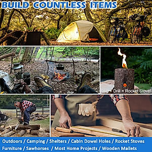 1" x 12" Scotch Eye Wood Auger Drill Bit - 1 Inch Hand Auger Wrench Manual Hole Maker - Multitool for Bushcraft Settlers Gear Backpack & Camping Survival Tool