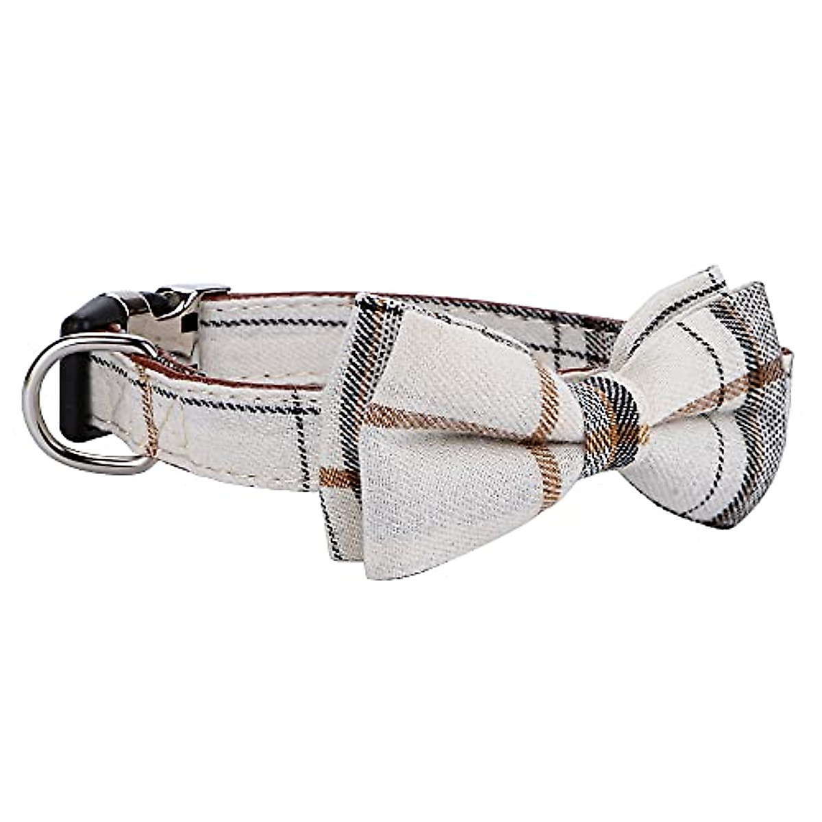 Faleela Soft &Comfy Bowtie Dog Collar,Detachable and Adjustable Bow Tie Collar,for Small Medium Large Pet (S, Beige)