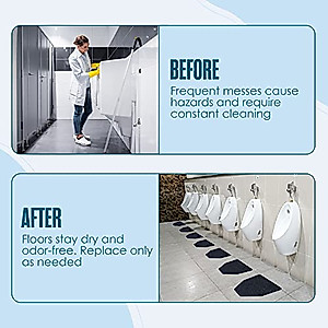 Houseables Urinal Mats, Floor Pads, 12 Pack, 17.25" x 20.5", Black, Blue, Homeplate, Polypropylene Fibers, Disposable, Splash Mat, Pee Pad, for Men’s Bathroom, Urine, Restroom, Eliminating Odor