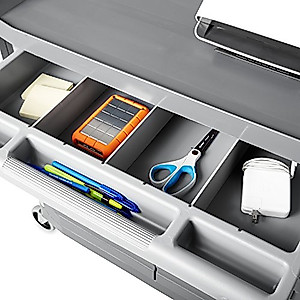 Rubbermaid Commercial Xtra Instrument and Rolling Utility Cart, Gray, with Drawer and Cabinet, for Service Restaurant Hospitality 300 lbs