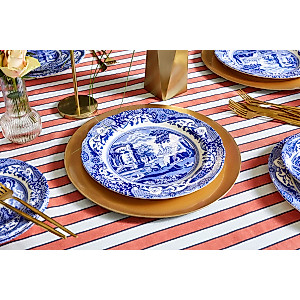 Spode Blue Italian 5-Piece Place Setting | Dinner Plate, Salad Plate, Bread & Butter Plate, Teacup and Saucer | Dishwasher Safe | Made in England from Fine Earthenware