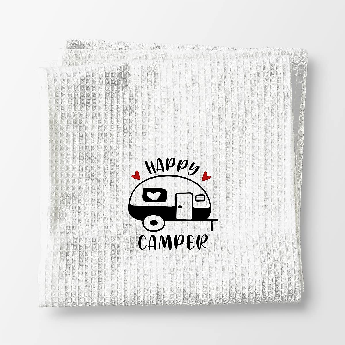 Voatok Happy Camper Camping Hand Towels Kitchen Towels Dish Towels,Cartoon RV Camping Decor Towels,Campers Camping Lovers Adventurers Men Gifts