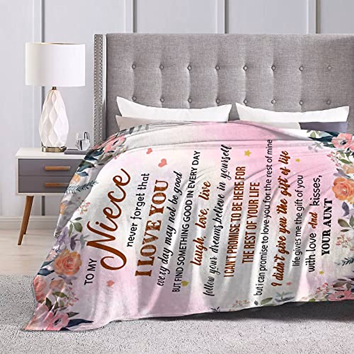 RIEDIOVS Niece Gifts Blanket-to My Niece Blanket-Birthday Gift for Niece from Aunt-Gifts for Niece Beautiful 60" x 50" Throw Blanket -1