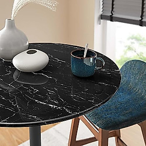 Modway Lippa Round Artificial Marble 28" Bar Table, Black Black