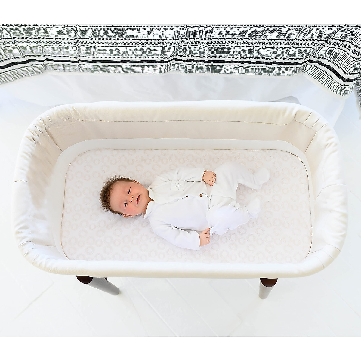 TruBliss Phoenix Baby Sova Bassinet - Portable Bassinet, Mid-Century Design, Extra Deep Walls for Safety, Includes 2 Fitted Sheets and Padded Mattress - Perfect for Newborns and Babies