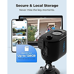 REOLINK Security Camera Wireless Outdoor, 2K 4MP Night Vision with Spotlight, 2.4/5Ghz WiFi, Wire-Free Battery Solar Powered, Smart Detection, No Hub Needed, Argus 3 Pro with Solar Panel (Black)