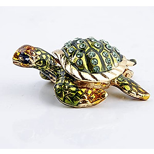 SEVENBEES Mini Sea Turtle Figurine Trinket Box Hinged Jewelry Boxes