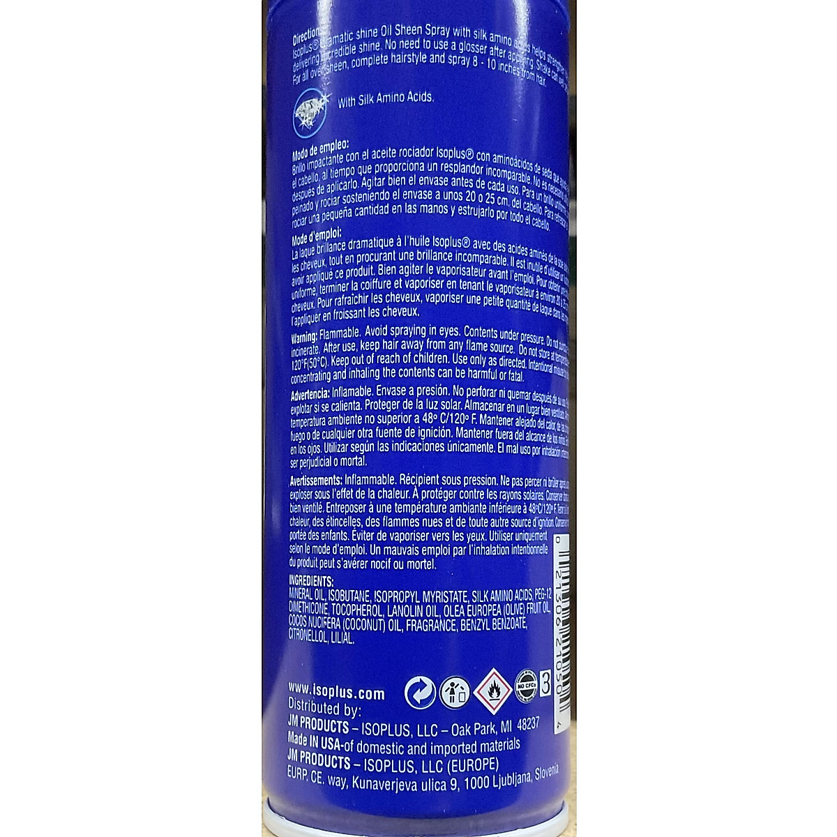 Isoplus Oil Sheen Regular Conditioning Hair Spray, 7 Oz