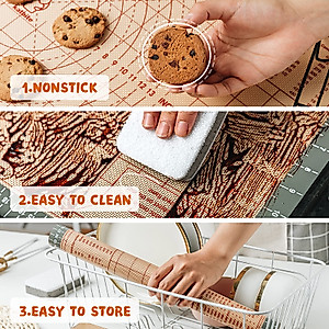 katbite Silicone Pastry Mat Non Stick, Silicone Baking Mat 26" x 16" with Measurement, Non-Slip Dough Rolling Mat for Counter, Oven Liner, Pie Crust, Reusable Fondant Mat Extra Thick