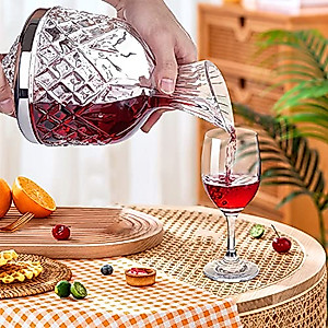 paysky spinning wine decanter, 45 oz crystal rotating wine decanter with gift box, for wedding gift, birthday, banquet, supper