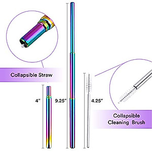 Eco-Pals | Collapsible Straw Travel Straw with Soft Silicone Mouthpiece, Reusable Straws with Case | Stainless Steel Straws Drinking Reusable | Dishwasher Safe | +1 Straw Cleaning Brush (Unicorn)