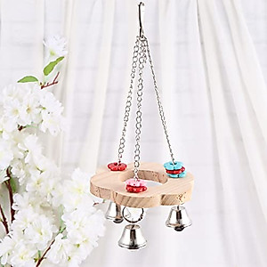 Chew Toys 2pcs Steel Bells Toy- Toys Wooden Size Drinking Pet Parrot Bowl Food Stainless Swing Cage Stand Hanging Practical Wood Chewing with Interactive Small Feeding Large Bird Cage