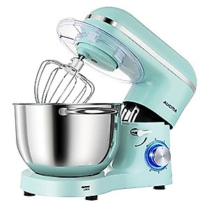 Aucma Stand Mixer,6.5-QT 660W 6-Speed Tilt-Head Food Mixer, Kitchen Electric Mixer with Dough Hook, Wire Whip & Beater (6.5QT, Blue)