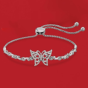 Ross-Simons 0.30 ct. t.w. Diamond Butterfly Bolo Bracelet in Sterling Silver